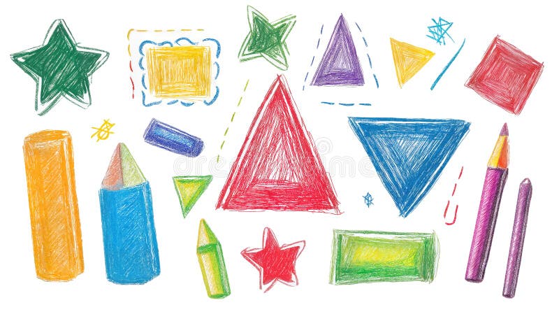 Colorful Collection of Geometric Shapes and Art Supplies Arranged ...
