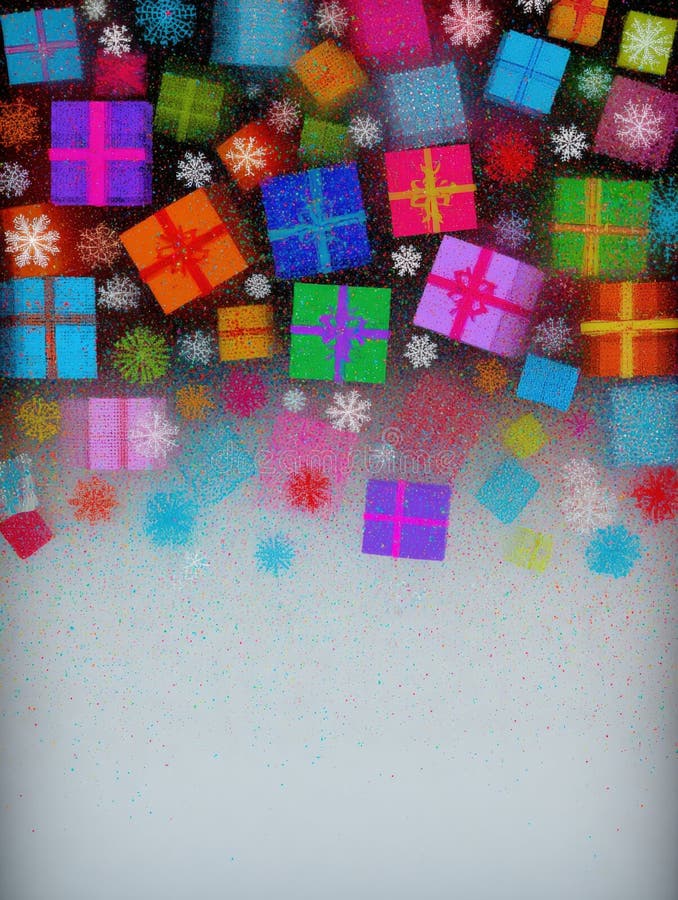 Brightly Colored Gift Boxes Scattered on a White Surface Decorated with ...