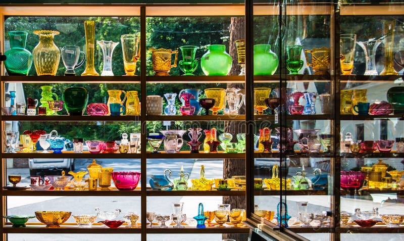 Brightly Colored Glass Objects Silhouetted Against the Light Stock ...