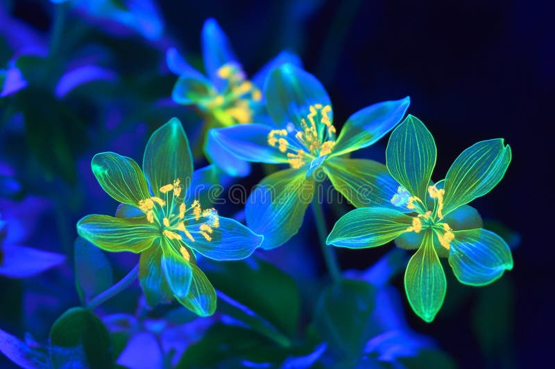 Brightly Colored Glowing Flowers Under Dark Background Create a ...