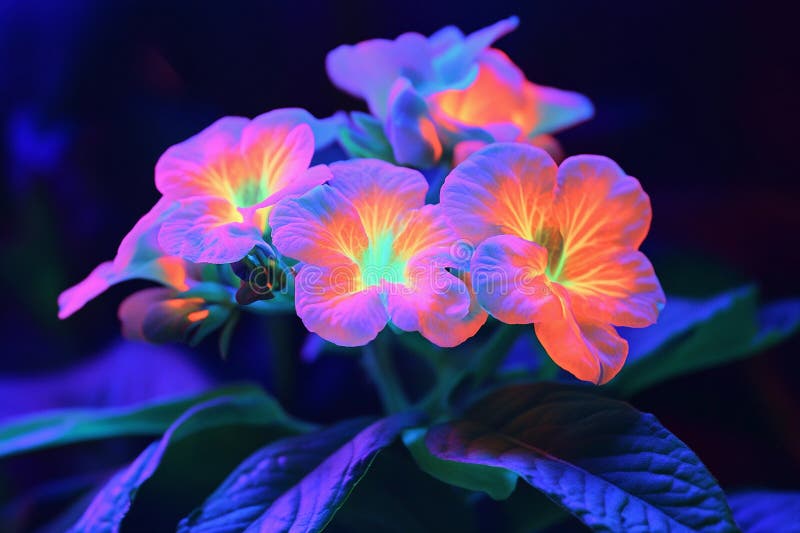 Brightly Colored Glowing Flowers Under Dark Background Create a ...