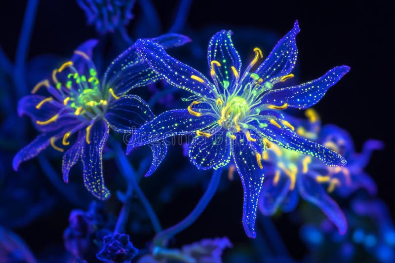 Brightly Colored Glowing Flowers Under Dark Background Create a ...