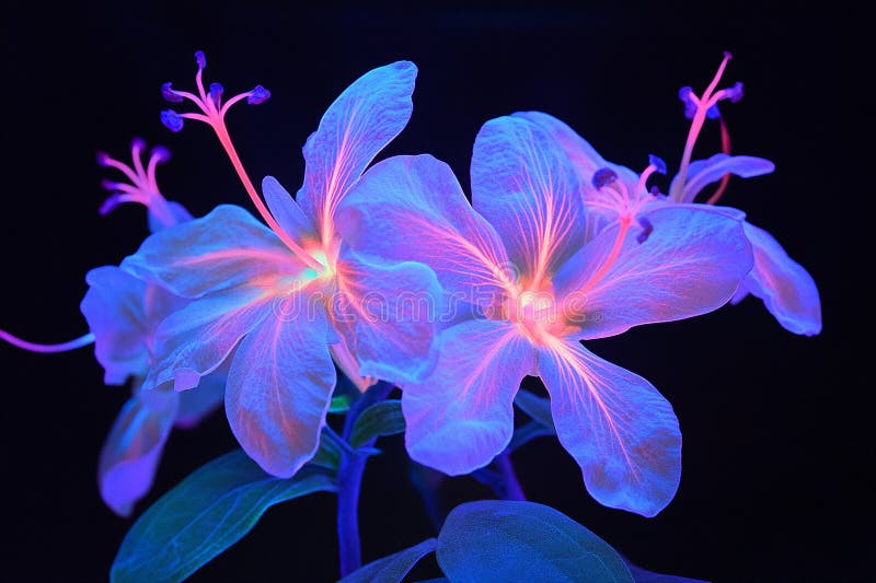 Brightly Colored Glowing Flowers Under Dark Background Create a ...