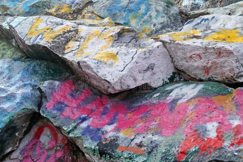 Rock Graffiti stock photo. Image of purple, geology - 382942480