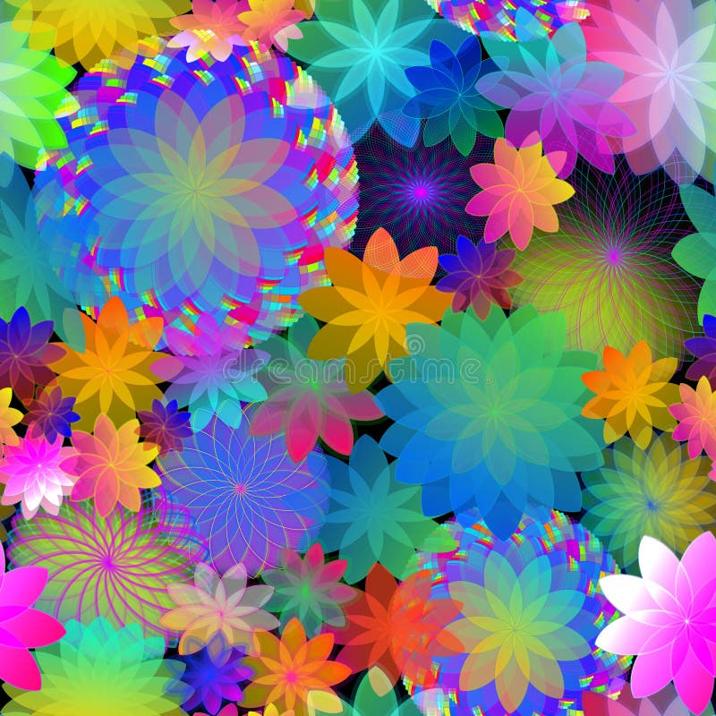 Brightly Colored Graphic Flower Pattern Stock Illustration ...