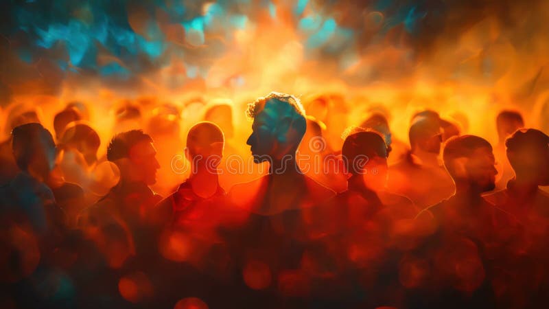 Brightly Colored of a Group of People Standing in Front of a Bright ...