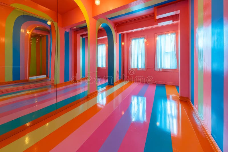 A Brightly Colored Hallway in a Brightly Colored Building. Generative ...