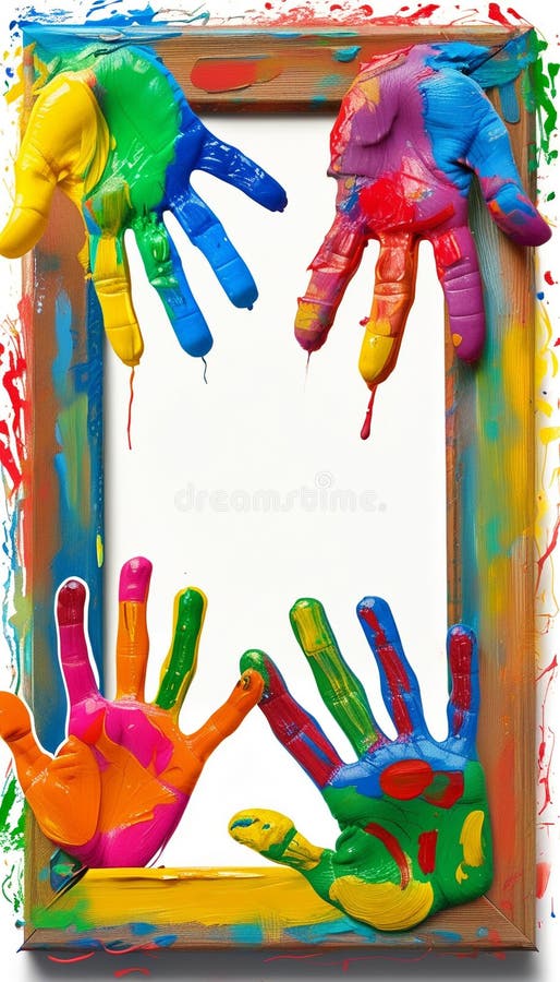 Colorful Hands Creating Art in a Vibrant Frame of Creativity Stock ...