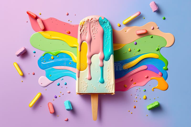 A Brightly Colored Ice Cream Popsicle Against a Vibrant Background ...