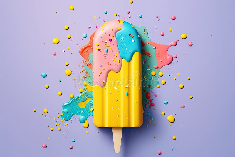 A Brightly Colored Ice Cream Popsicle Against a Vibrant Background ...