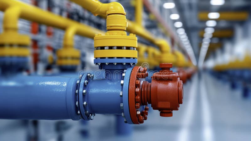 Colorful Industrial Pipes and Valves Highlight Advanced Engineering ...