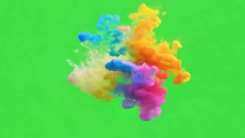 Colorful Ink Clouds Exploding on Green Screen Background Stock Footage ...