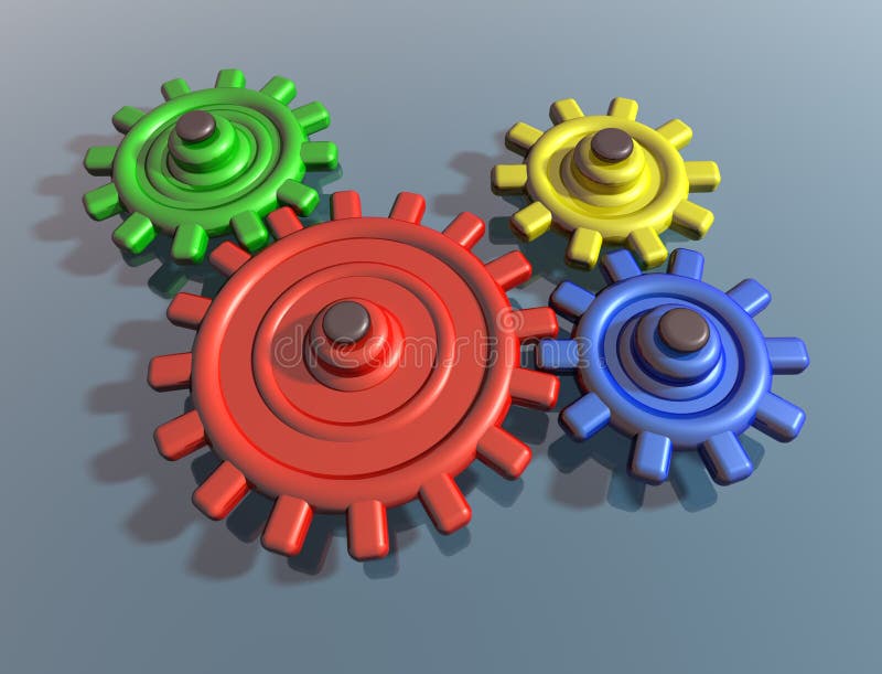 Brightly Colored Interlocking Cogs Stock Illustration - Illustration of ...
