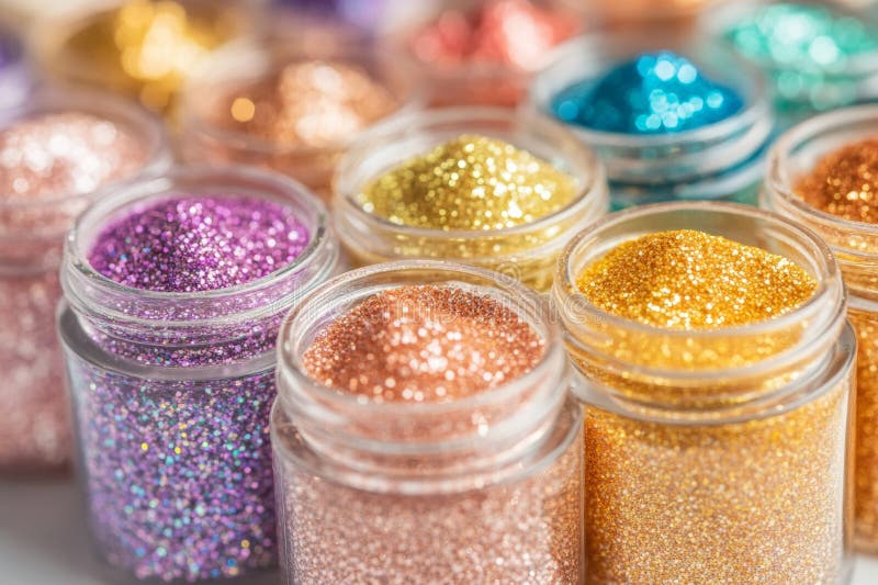 Brightly Colored Jars of Nail Glitter Powders Showcase an Array of ...