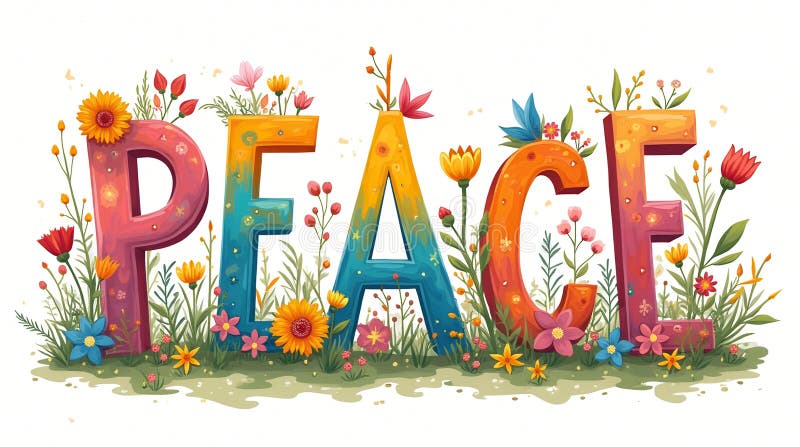 Colorful Peace Design with Vibrant Flowers in a Garden Setting ...