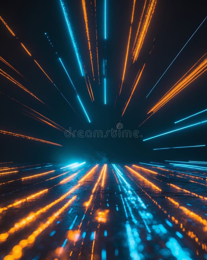 Brightly Colored Lights are Shining Brightly in the Dark Stock Photo ...