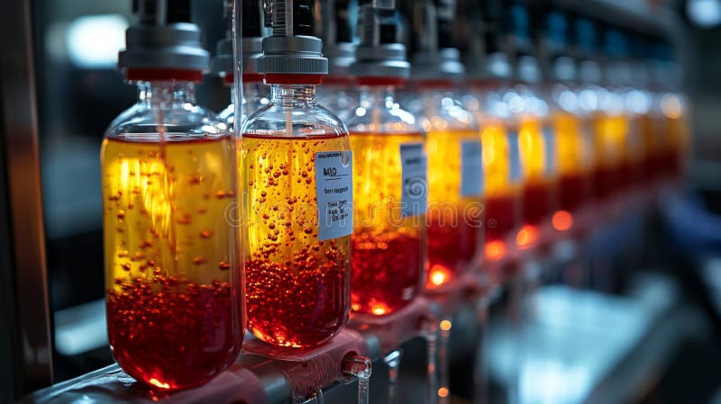 Colorful Liquid Mixtures in Laboratory Bottles during Chemical ...