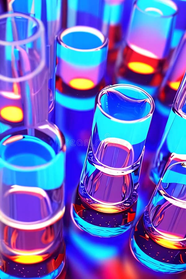 Vials of Multicolored Fluids in a Laboratory Setting Stock Illustration ...