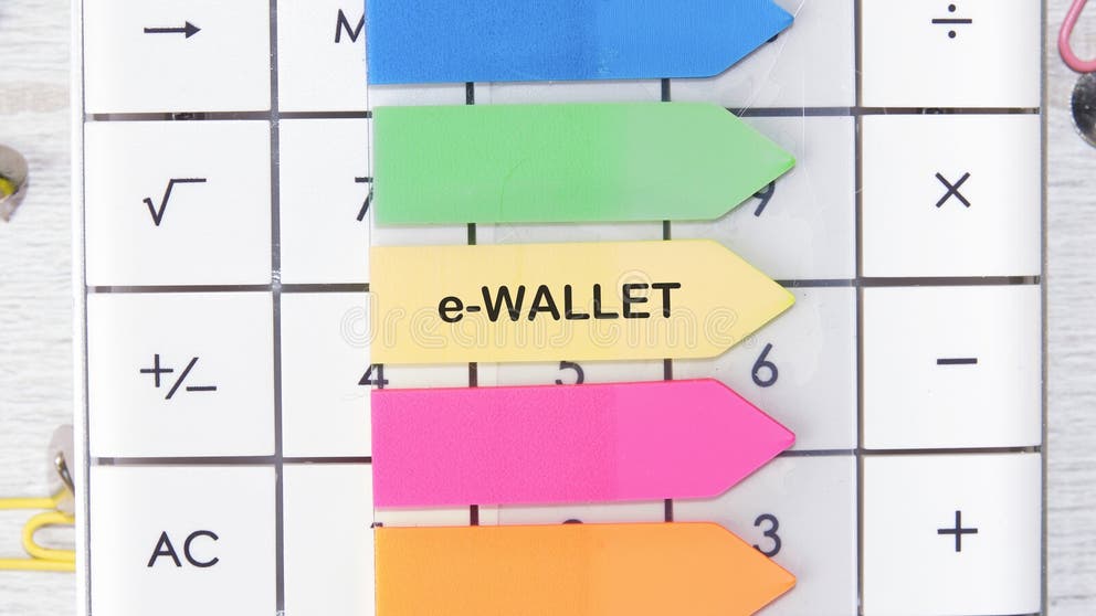 Brightly Colored Markers Labeled E Wallet Stand Out on a Calculator ...
