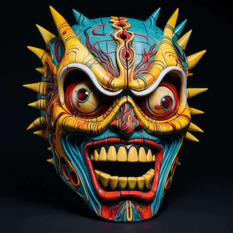 Colorful Comic Book Mask with Spikes and Teeth Stock Illustration ...