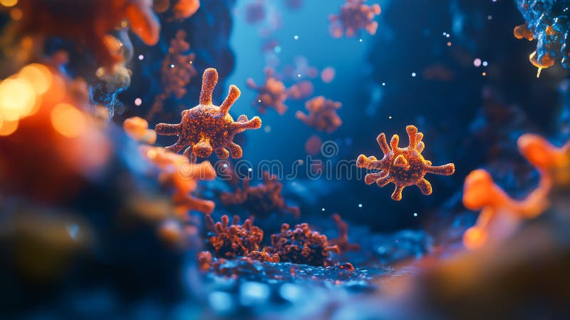 Colorful Microorganisms Swim in a Vibrant Underwater Landscape Filled ...
