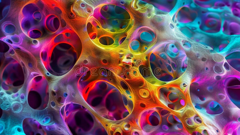 A Brightly Colored Microscopic Image of Bone Tissue Highlighting the ...