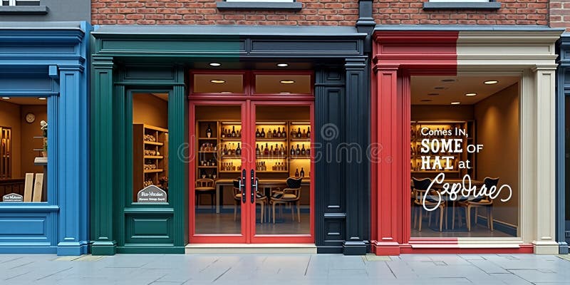 Brightly Colored Modern Cafe Storefront Stock Illustration ...