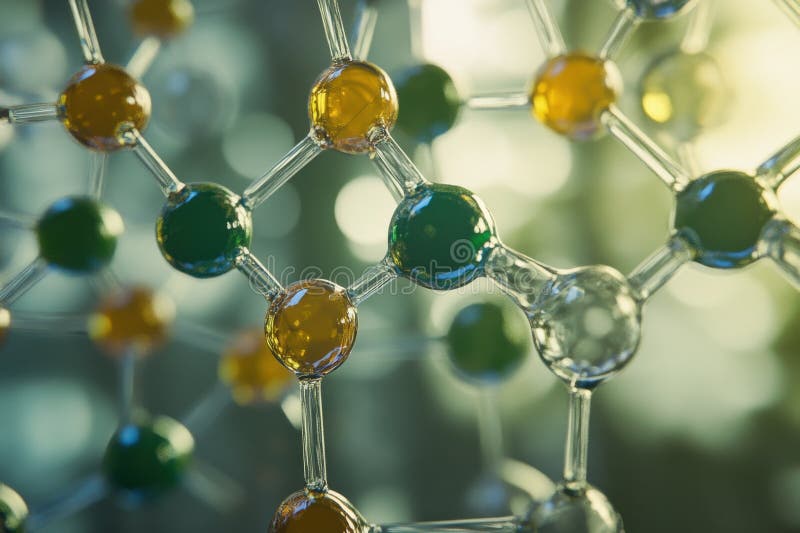 Scientific Illustration of Colorful Molecular Structure with Blurred ...