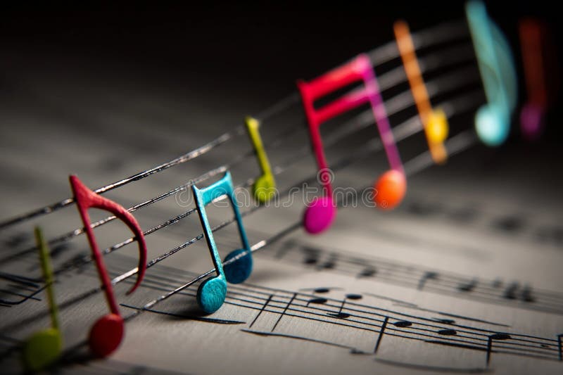 Colorful Musical Notes Dancing on the Staff Create a Vibrant Harmony of ...