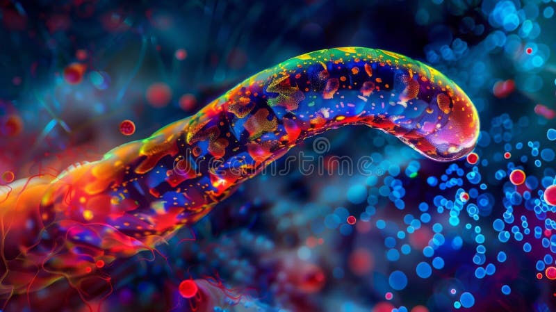 A Brightly Colored Nematode Worm with Vibrant Red and Blue Hues ...