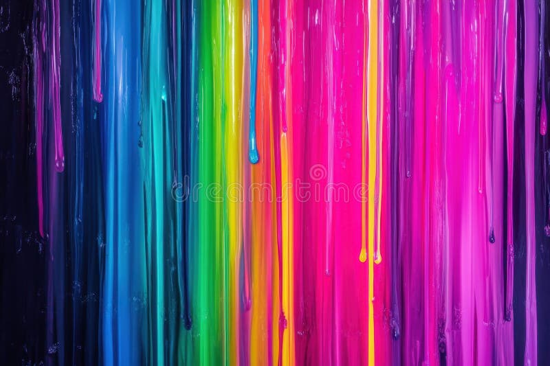 Colorful Paint Drips Create a Vibrant Display on a Dark Background in ...