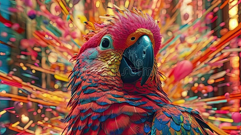 Brightly Colored Parrot Against a Multi-hued Backdrop. AI-generated ...