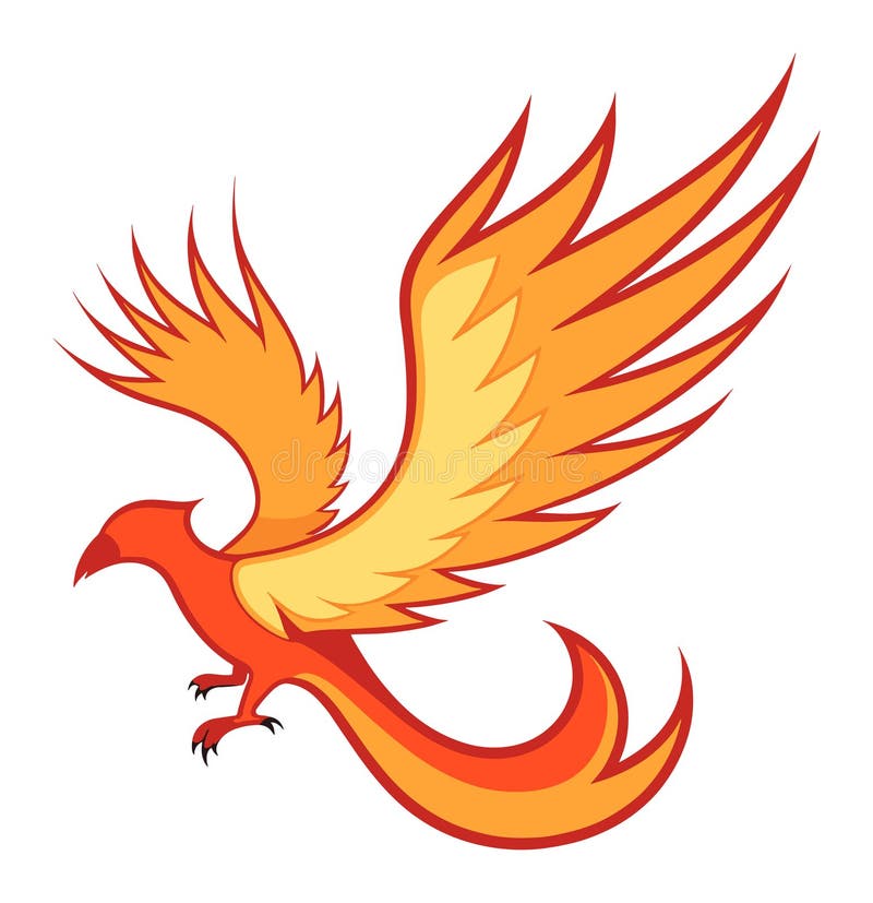 Brightly Colored Phoenix in Flight with Wings Spread. Mythical Fire ...