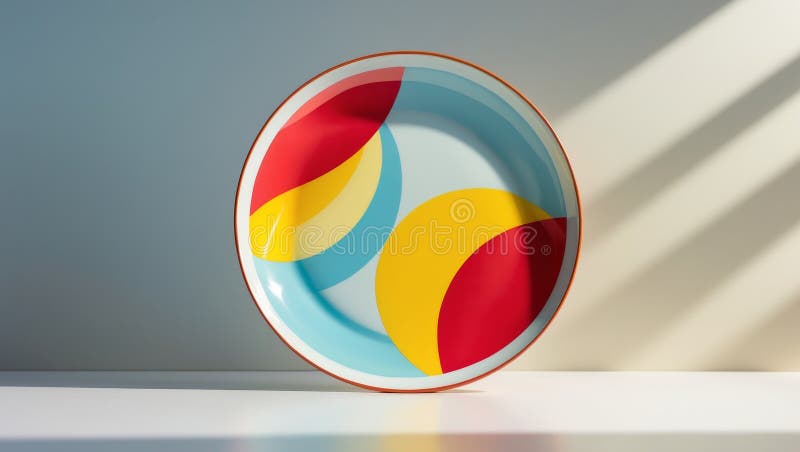 Brightly Colored Plate with a Circular Design on a Table Stock Image ...