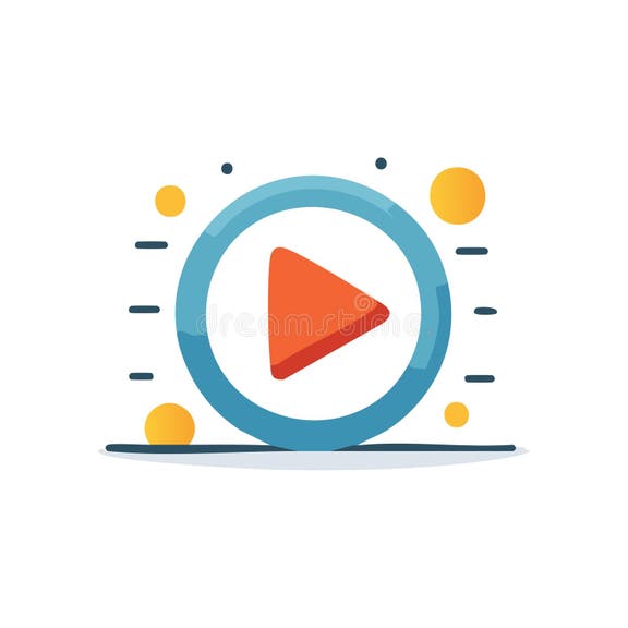 Brightly Colored Play Button Icon with Animated Circle and Dots ...