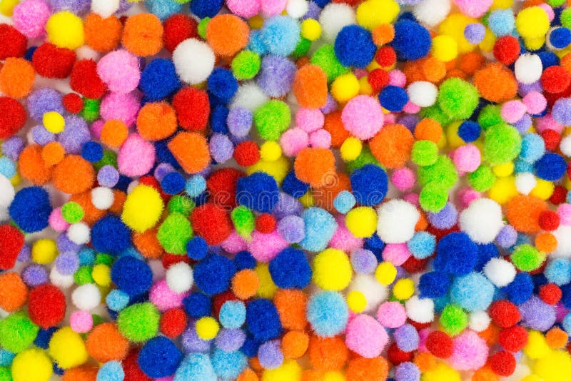 Brightly Colored Pom-poms Background Stock Image - Image of ball ...