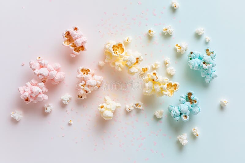 Brightly Colored Popcorn Pieces are Scattered Across a Soft Pastel ...