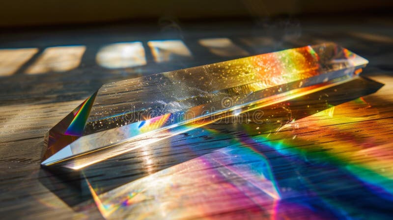 A Brightly Colored Prism Splits White Light into a Spectrum of Colors ...