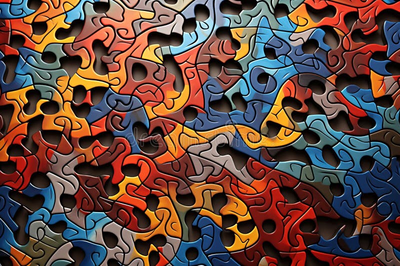 Brightly Colored Puzzle Pieces in a Complete Setup Stock Photo - Image ...