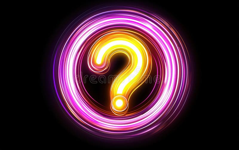 Brightly Colored Question Mark Glows Against a Dark Background ...