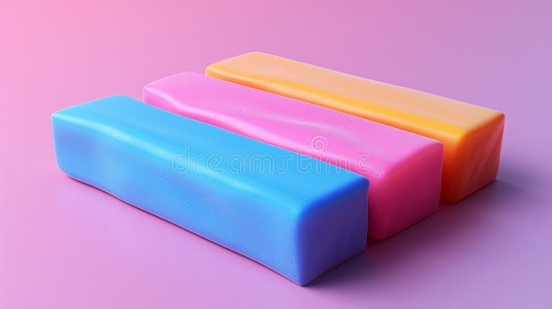 Brightly Colored Rectangular Clay Bars on Pink Background Stock Image ...