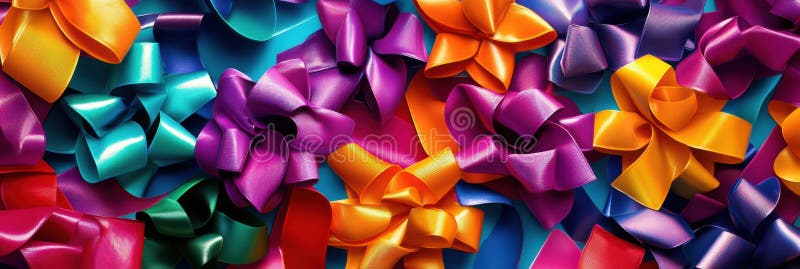 Brightly Colored Ribbons and Bows Create a Visually Striking Pattern ...