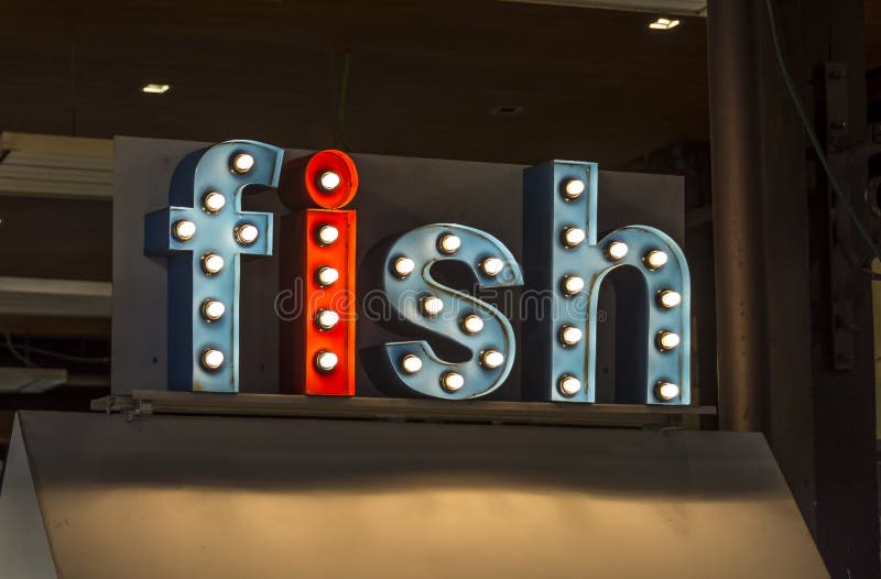Brightly Colored Sign, Advertising Fish Stock Image - Image of fish ...