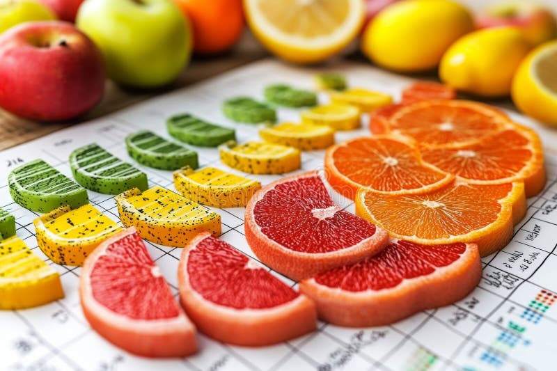 Brightly Colored Slices of Various Fruits are Neatly Arranged on a ...