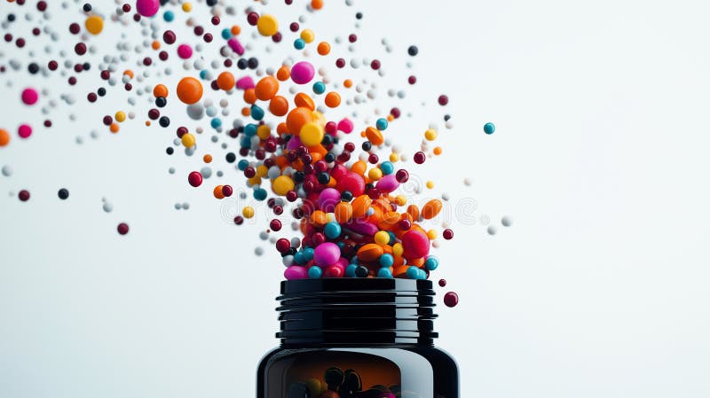Colorful Spheres Bursting from a Black Container in Creative Display ...