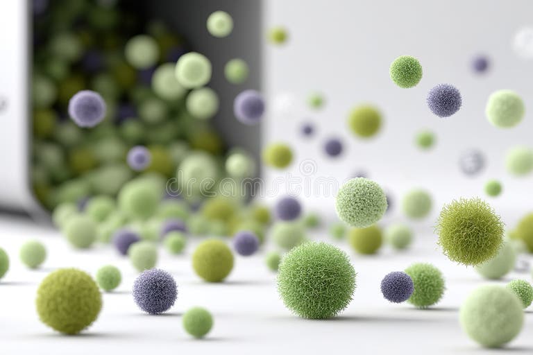 Colorful Spheres Representing Bacteria and Microorganisms Floating ...