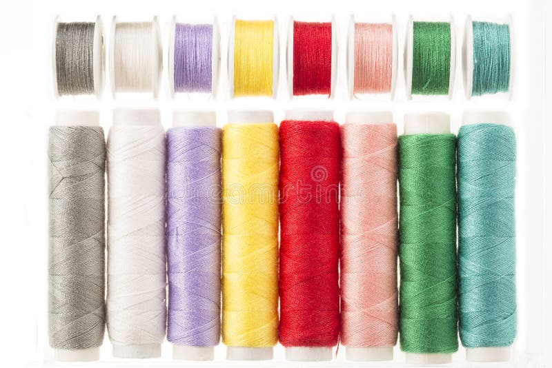 Brightly Colored Spools of Thread Stock Photo - Image of group ...