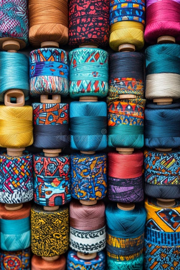 Brightly Colored Spools of Thread Reveal Detailed Patterns and Textures ...