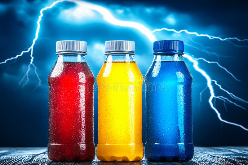 A Brightly Colored Sports Drink with a Lightning Effect, Representing ...