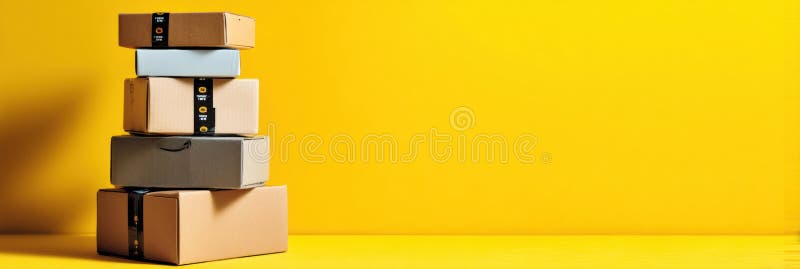 Brightly Colored Stack of Shipping Boxes Arranged Neatly Against a ...
